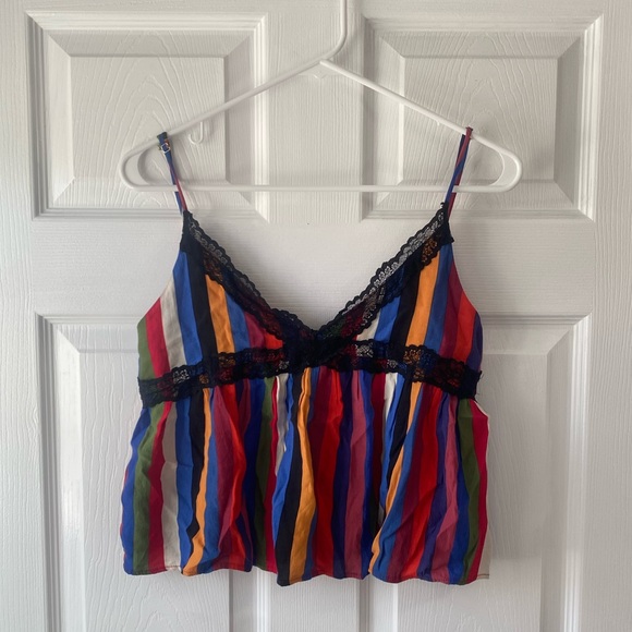 Zara | Tops | Zara Striped Lace Colorful Cami | Poshmark